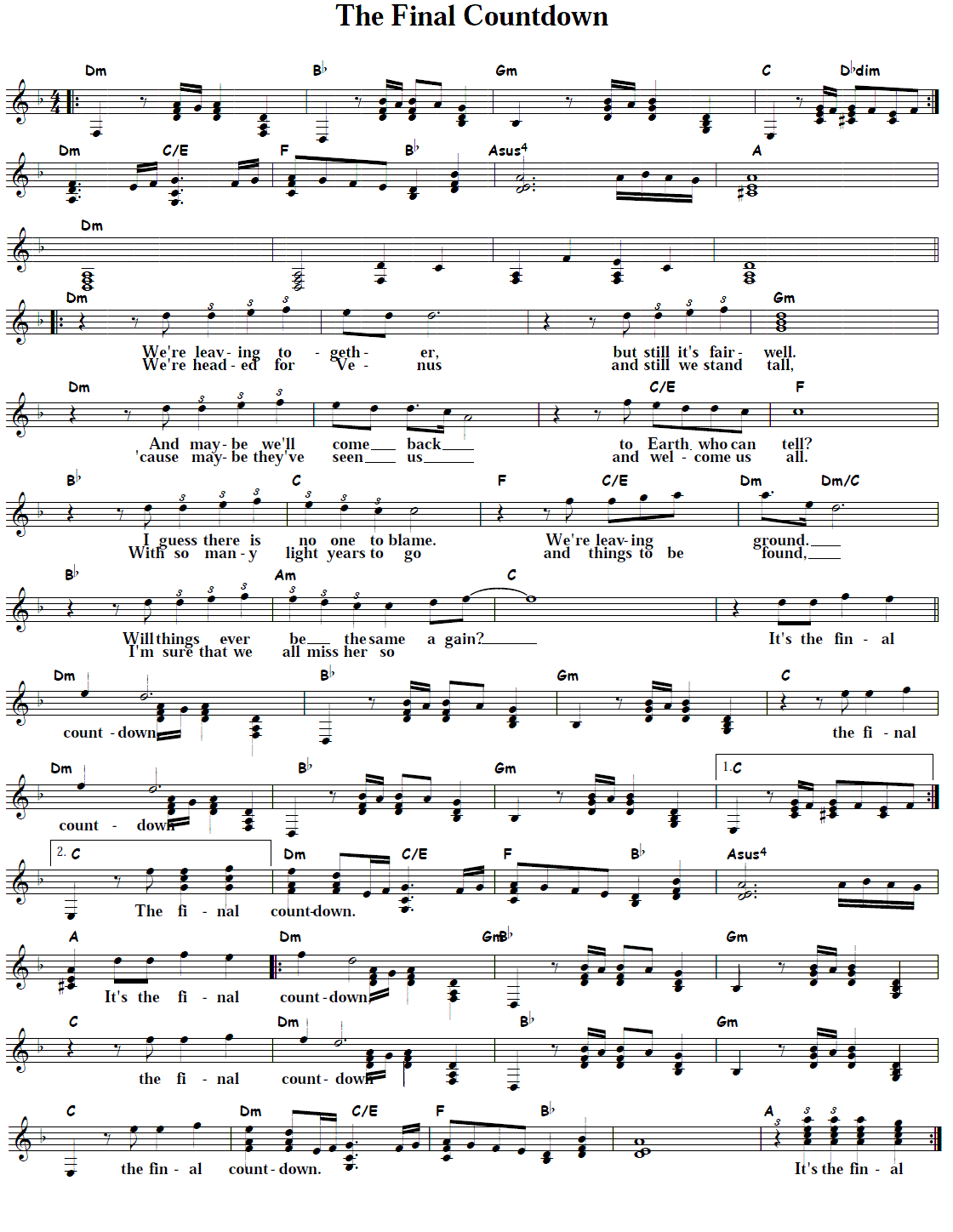 Repertoire Lyrics - F